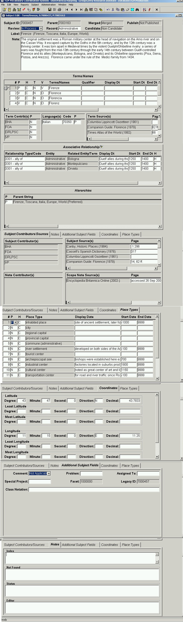 Sample Records | Getty Vocabulary Program Editorial Guidelines